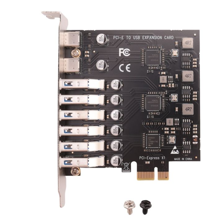 PCIe to USB 3.2 Gen 2 Card 8-Port (6X Type-A +2X Type-C) Converter PCIE ...
