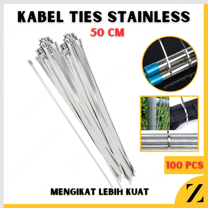 Kabel Cable Ties Tie Besi Stainless Steel Pengikat Knalpot Klem 50 cm ...