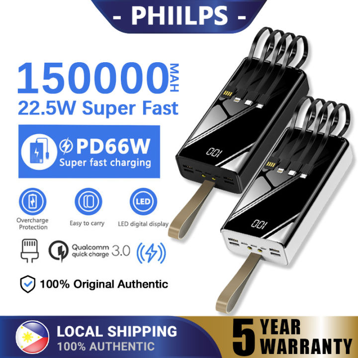PHILIPS Original PowerBank 150000mah Fast Chargr Built-in 4 Cables ...