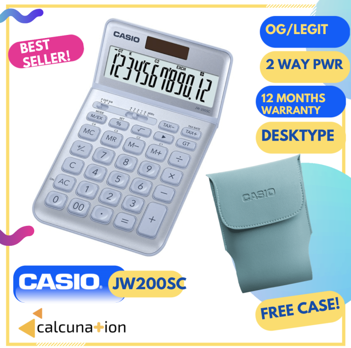 CALCULATOR CASIO JW200SC LIGHT BLUE FREE CALCU CASE | Lazada PH