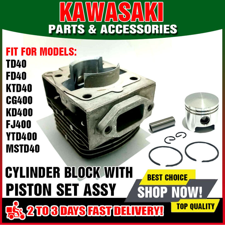 Kawasaki TD40 Cylinder Head/Block Assembly w/ Piston Set and Ring for ...