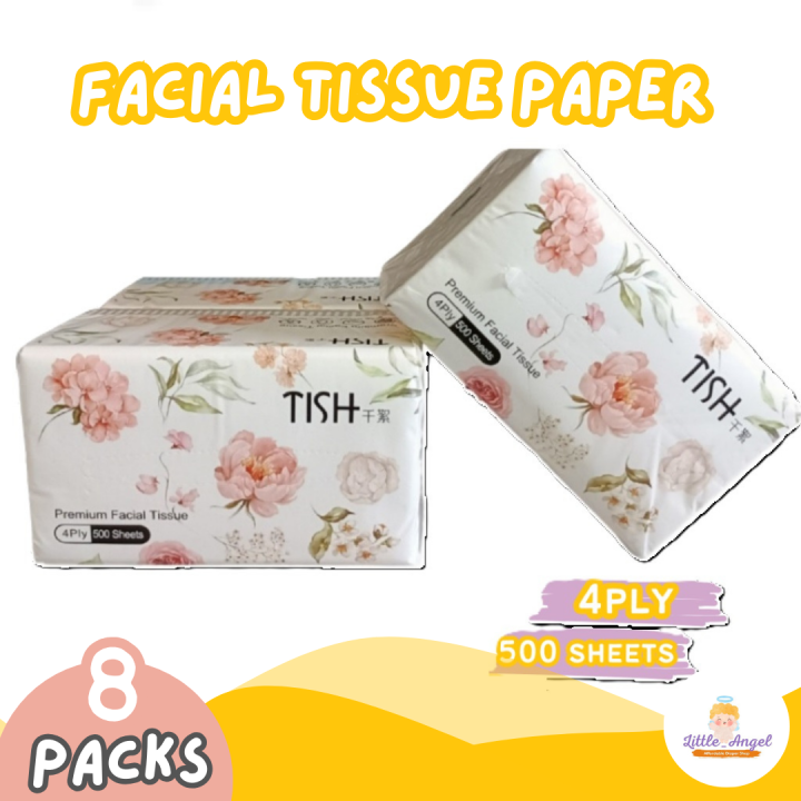 Little Angel 8 Packs Facial Tissue Paper 4Ply Interfolded Premium ...