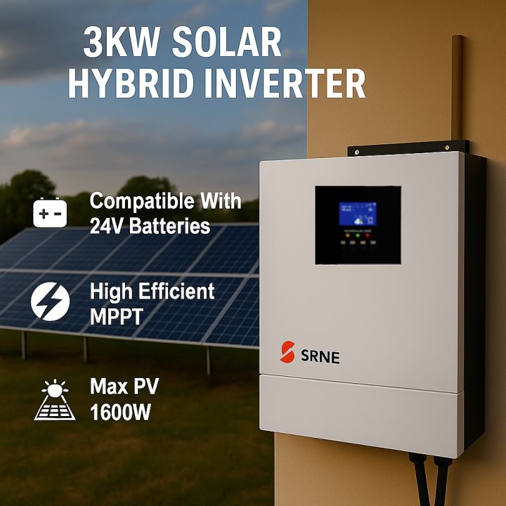 3KW SRNE Solar Off-Grid MPPT Inverter Pure Sine Wave - PV Max Charge ...
