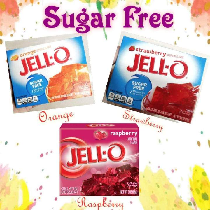 Jell-O Low Calorie Gelatin Sugar Free Strawberry, Orange, Raspberry ...