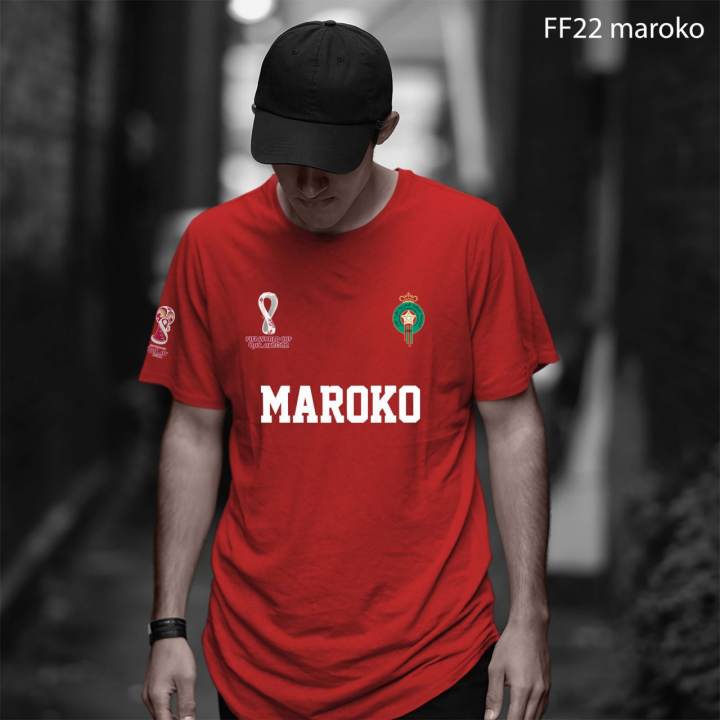 Kaos Bola MAROCO Piala Dunia Qatar 2022 Baju KAOS MAROCO world cup 2022 ...