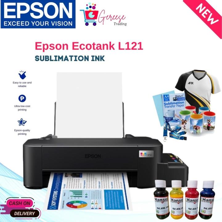 Epson L121 Ink Tank Printer WITH HANSOL SUBLIMATION INK 100ML (CMYK) brand new continuous ink ...