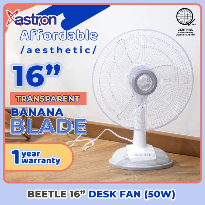 Astron Beetle 16" Desk Fan (Gray) | Transparent Banana Blade | 50W ...