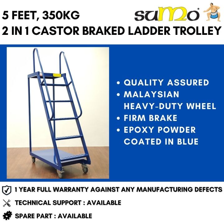 SUMO 5 Feet Castor Braked 2 in 1 Platform Ladder Trolley Steel ...