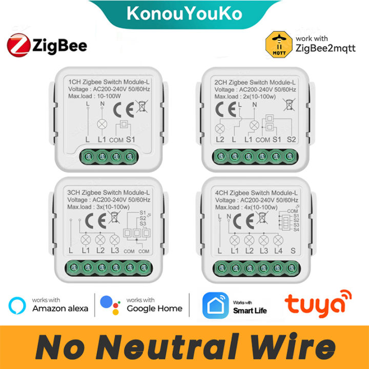 【Great Selection】 Tuya Zigbee Smart Mini Switch Module Relay No Neutral ...