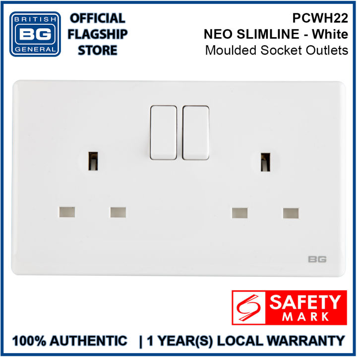 British General (PCWH22) Neo Slimline, 13 Amp Double Pole Socket ...