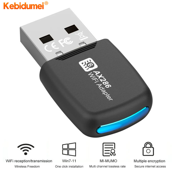 Kebidumei Mini USB WIFI 6 Network Card 286Mbps 802.11ax Dongle USB 2 ...