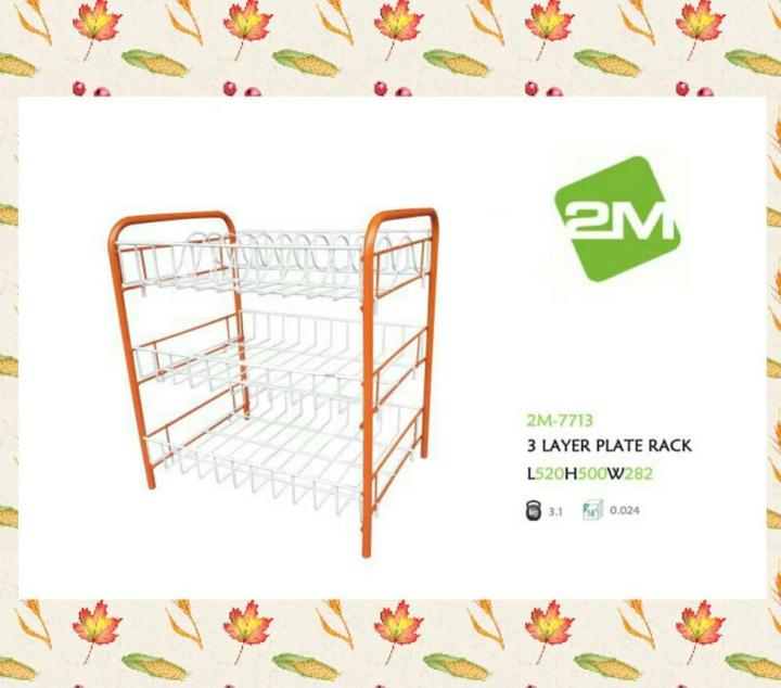 3 Layer plate rack table top / Rak pinggan 3 tingkat / Rak pengering ...