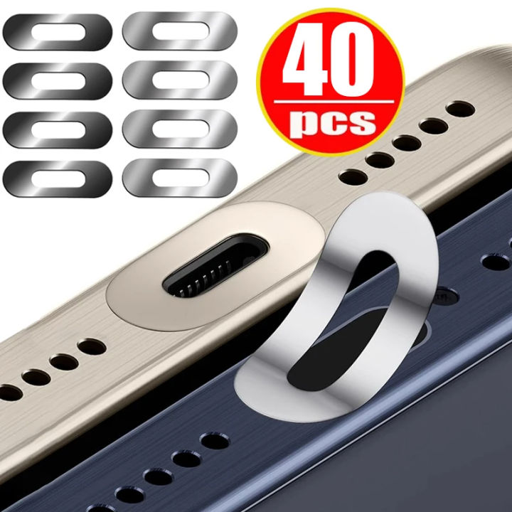 40PCS Metal Charging Port Protective Film Stickers for IPhone 15 Pro/15 ...