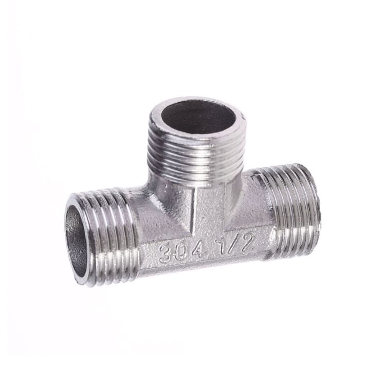 G1/2" Tee 3 Way Plumping Pipe Fittings Stainless Steel T type Threaded ...