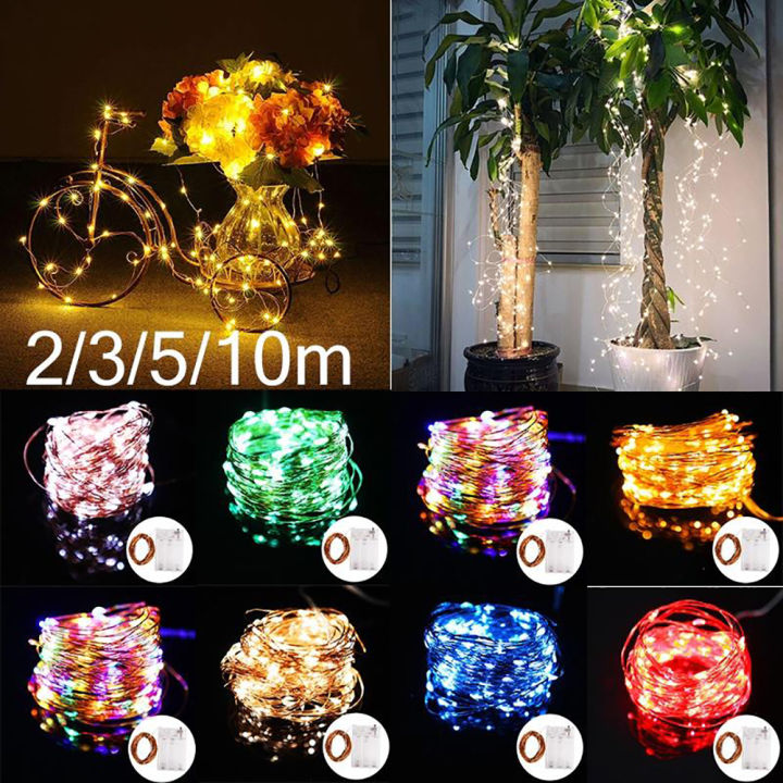 Battery Powered 2m 3m 5m 10m LED String light copper Wire Fairy Garland ...