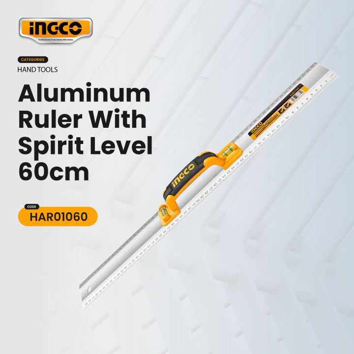 INGCO Aluminum Ruler With Spirit Level 60CM HAR01060 IHT | Lazada PH