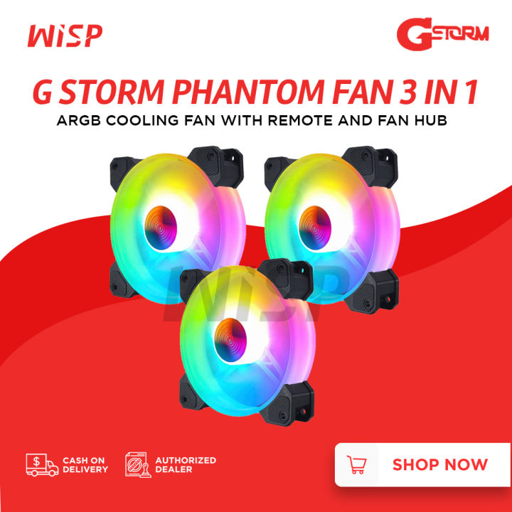G STORM PHANTOM FAN 3 in 1 ARGB Cooling Fan with Remote and Fan Hub ...