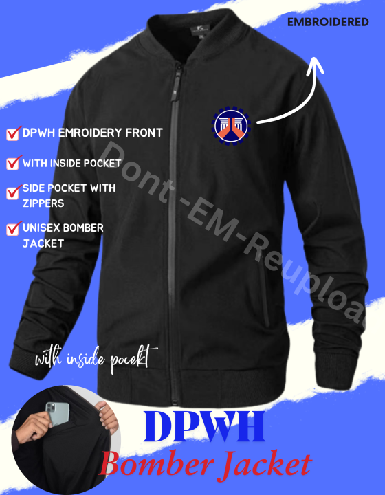 DPWH BOMBER JACKET UNISEX WITH LOGO FIELD JACKET TRENDY PLAIN CASUAL ...