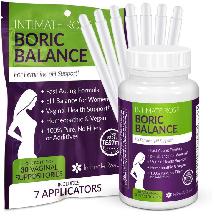 Boric Acid Vaginal Suppositories 30 Count 600mg 7 Applicators