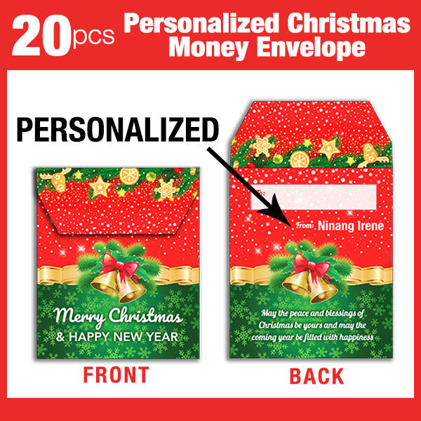 20pcs Personalized Christmas Money Envelope, Personalized Angpao ...