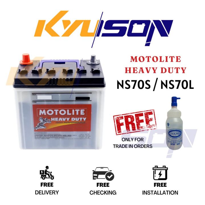 NS70 / NS70L Motolite Heavy Duty WET Car Battery Bateri Kereta *with ...