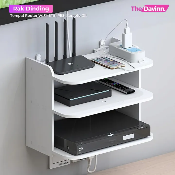 Rak Dinding Router WIFI Set Top Box STB Receiver DVD Rak Gantung ...