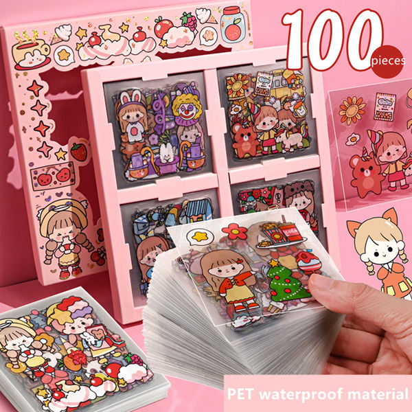 100 sheets hand account stickers girl diy decorative material small ...
