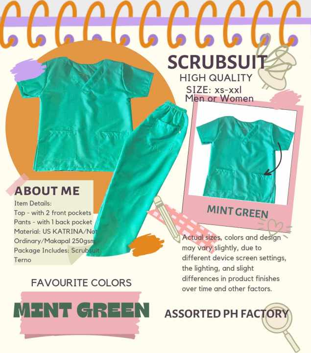 MINT GREEN SCRUBSUIT UNIFORM SET// MEDICAL UNIFORM// KATRINA FABRIC ...