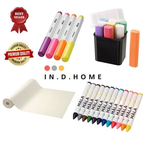 [ IKEA ] MALA - 💥 Drawing Paper Roll / Chalk / Whiteboard Pen / Wax ...
