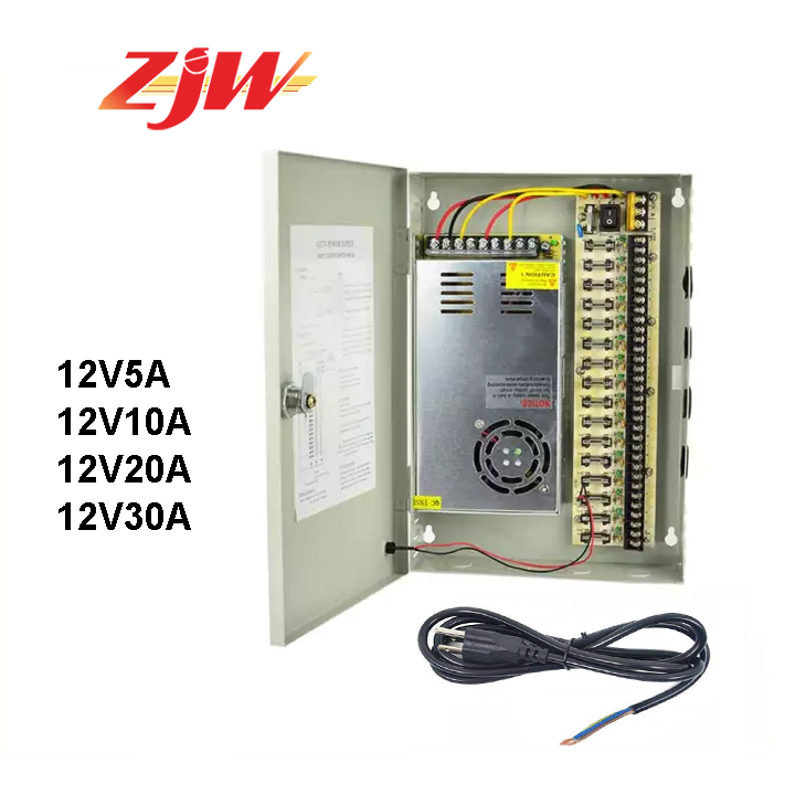 ZJW 4/9/18 Channel 12V 5A/10A/20A/30A Fused Centralized Distributed Power Supply Power Adapter ...