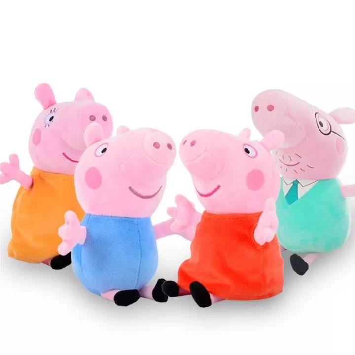 COD & READY STOCK 】4PCS Peppa Pig Stuffed Toy Plush Doll George Mummy ...