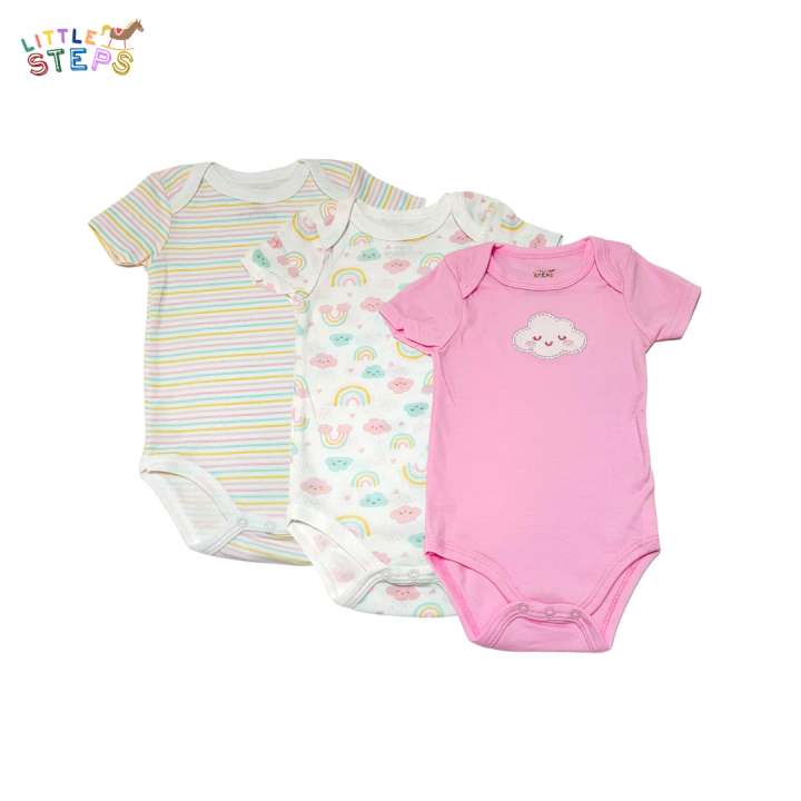 Little Steps baby girl clothes 3-piece bodysuit set ages 0-12 months ...
