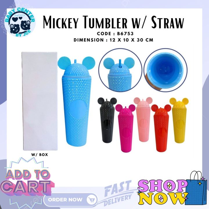 B6753 MICKEY TUMBLER W/ STRAW/PLASTIC COLORED MICKEY MUSE TUMBLER ...