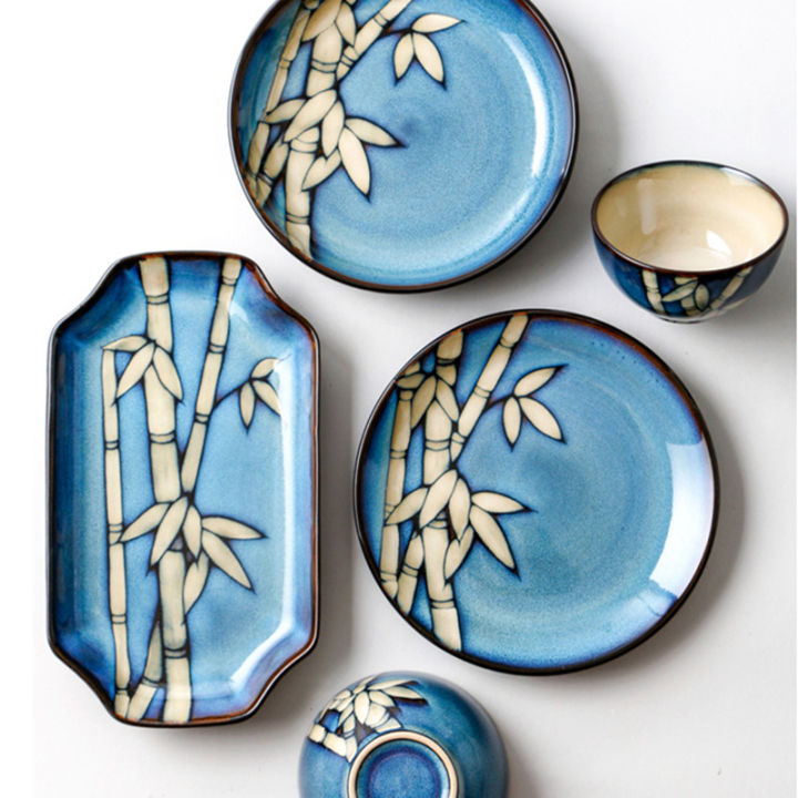 OMK Japanese Style Bamboo Series Ceramic Dinner Plate Long Fish Plate ...
