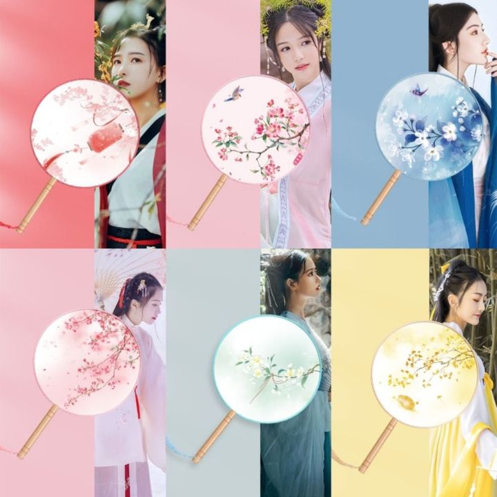 ZYJC Chinese Style Round Hand Fan Ancient Ink Painting Dance Silk Fan ...