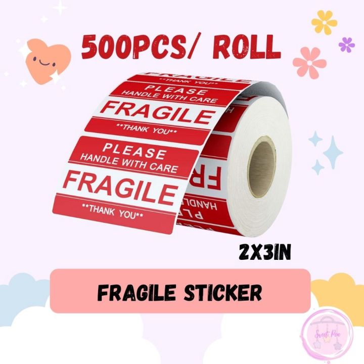 Red Fragile Sticker Tape 500pcs/Roll 2x3 inches Warning Label for ...