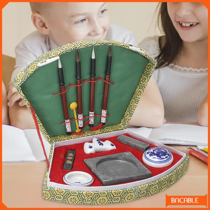 BNCABLE Traditional Chinese Calligraphy Brushes Kit Inkstone Writing ...