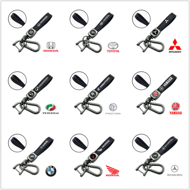 【Ready stock】Leather Metal Motorcycle Car Keychain Logo for Car Honda ...