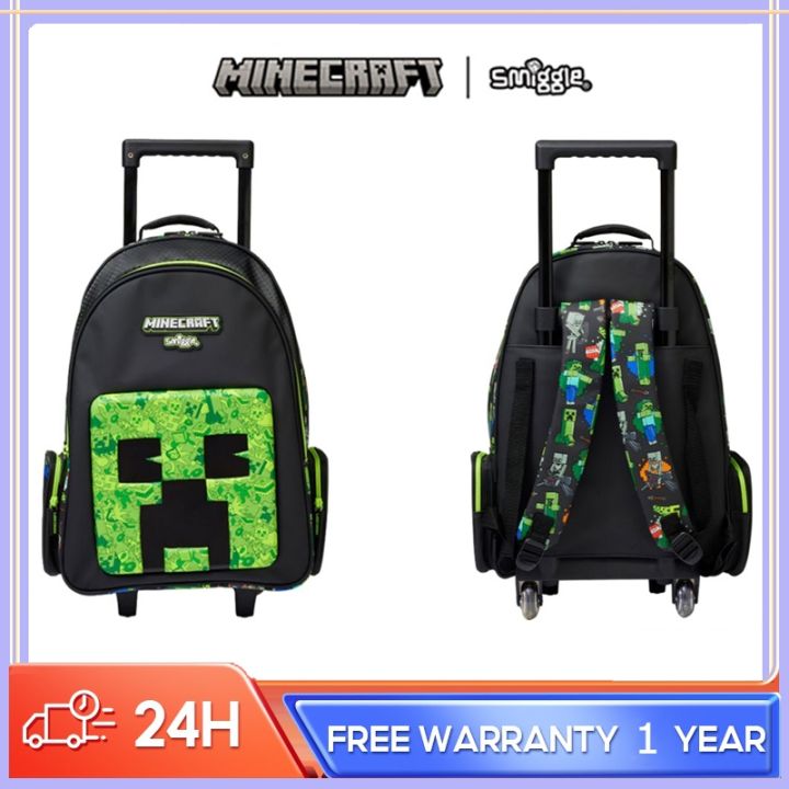 【COD】Smiggle Minecraft Trolley Backpack With Light Up Wheels | Lazada PH