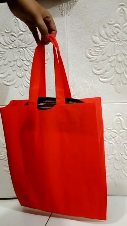 12 Pcs Goodie Bag Tas Press Spunbond Tebal 70 gsm 30x40x8 cm Untuk map ...