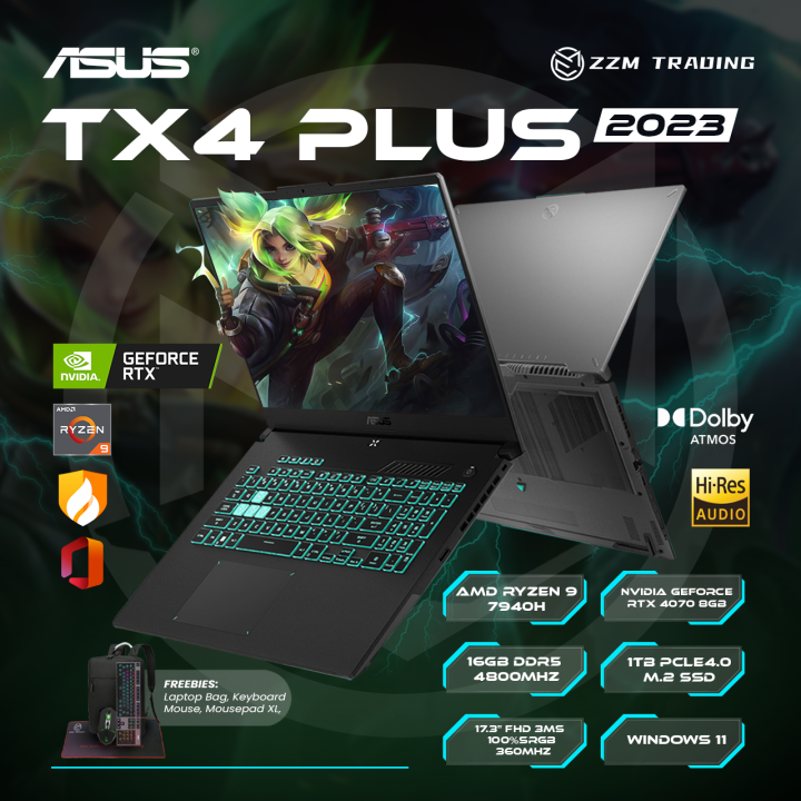 Asus TUF Series TX4 Plus 2023 Ryzen Edition R9-7940H 17.3" FHD 16GB ...