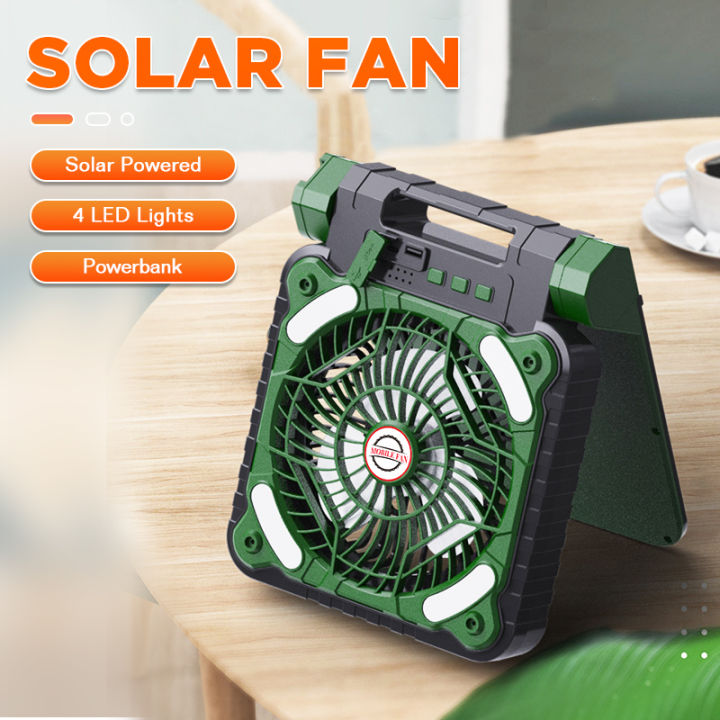 Dreepor Portable Solar Fan with LED Light Camping Fan Rechargeable Tent ...