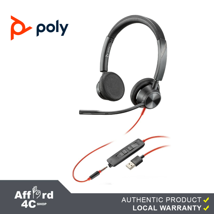 Poly Blackwire 3320 Stereo Microsoft Teams Certified USB-C Headset +USB ...