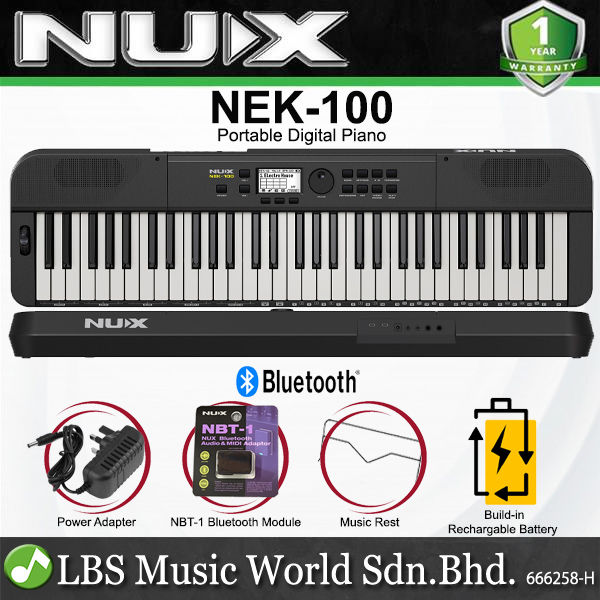 Nux NEK-100 61 Keys Portable Digital Electronic Keyboard with Touch ...