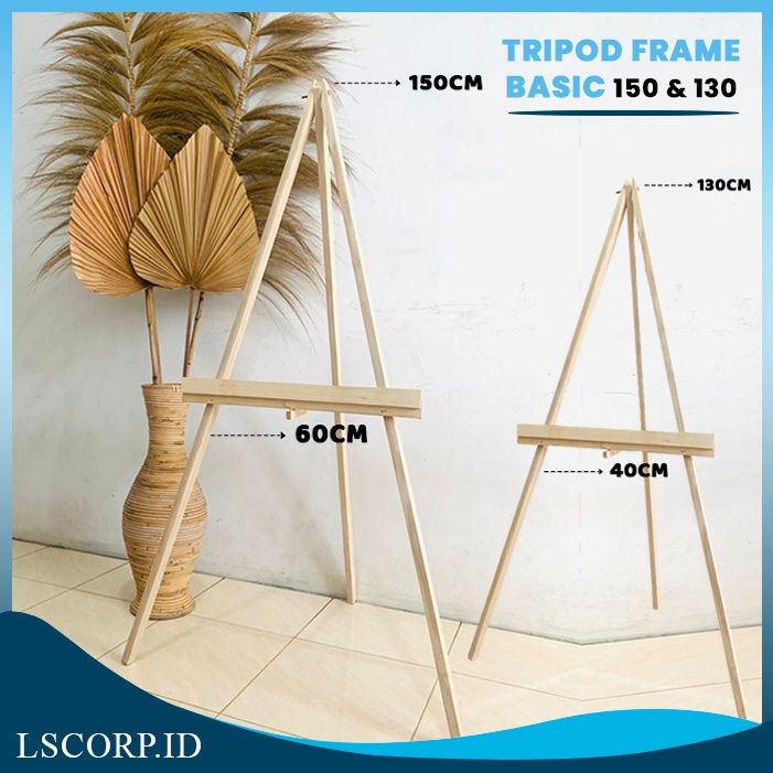 Standing Tripod Frame Kayu Wooden Easel Penyangga Papan Wedding Sign ...
