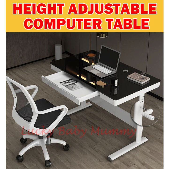 Hand Crank Free Lift Height Adjustable Computer Table for Office Manual ...