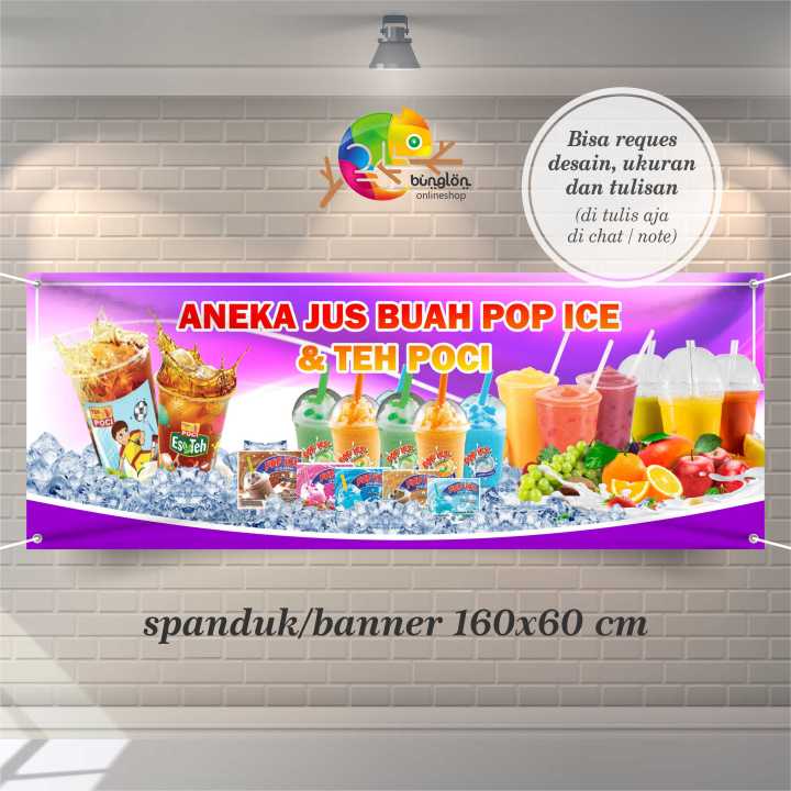 Spanduk Banner 160x60 Cm Spanduk Jus Buah, Pop Ice, Teh Poci, Spanuk ...