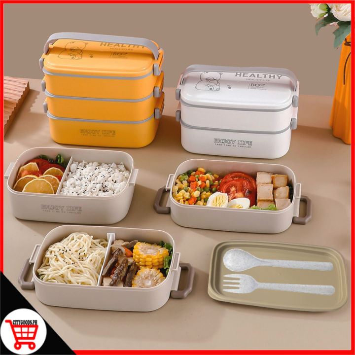 City Goods Bento Box Adult Lunch Box 2-Tier Stackable Stainless Steel ...
