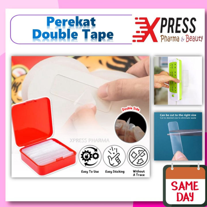 ⚡XPRESS⚡ Sticker Double Tape Gel 2 Sisi 1 Box Isi 60 pcs Isolasi Bening/ Stiker Perekat Dinding ...