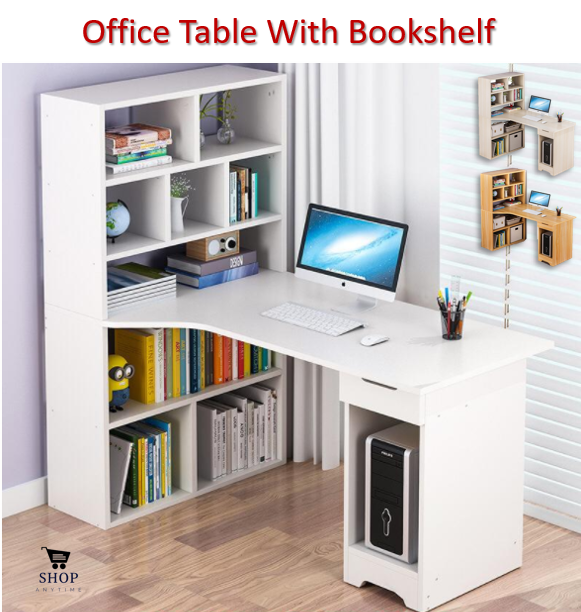 Home Office table with bookshelf | Computer Table | Writing Desk with ...
